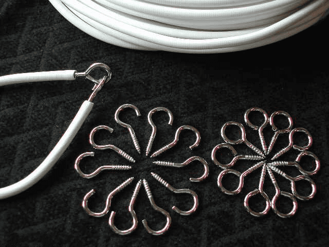 Expanding White Net Curtain Spring Wire Fabric rod sew